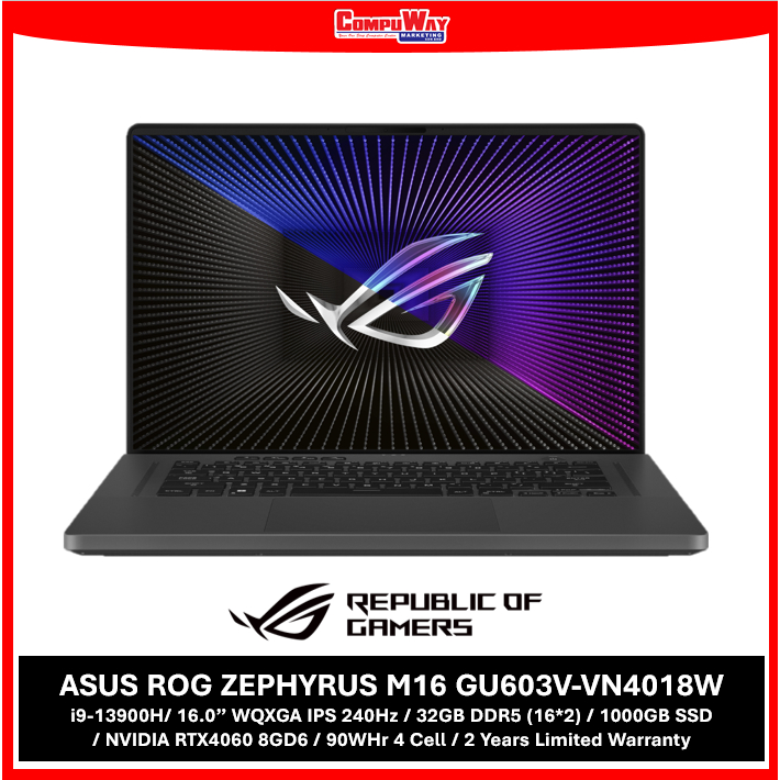 ASUS ROG ZEPHYRUS M16 GU603V-VN4018W(E.GRAY/16" QHD WQXGA 240HZ/I9 ...