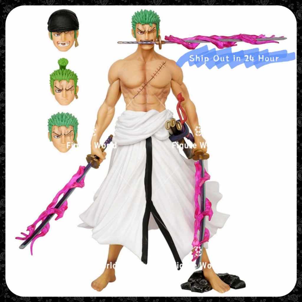BIG OFFER26CM ONE PIECE RORONOA ZORO GHOST BACK 4 HEAD COPY RESIN ...