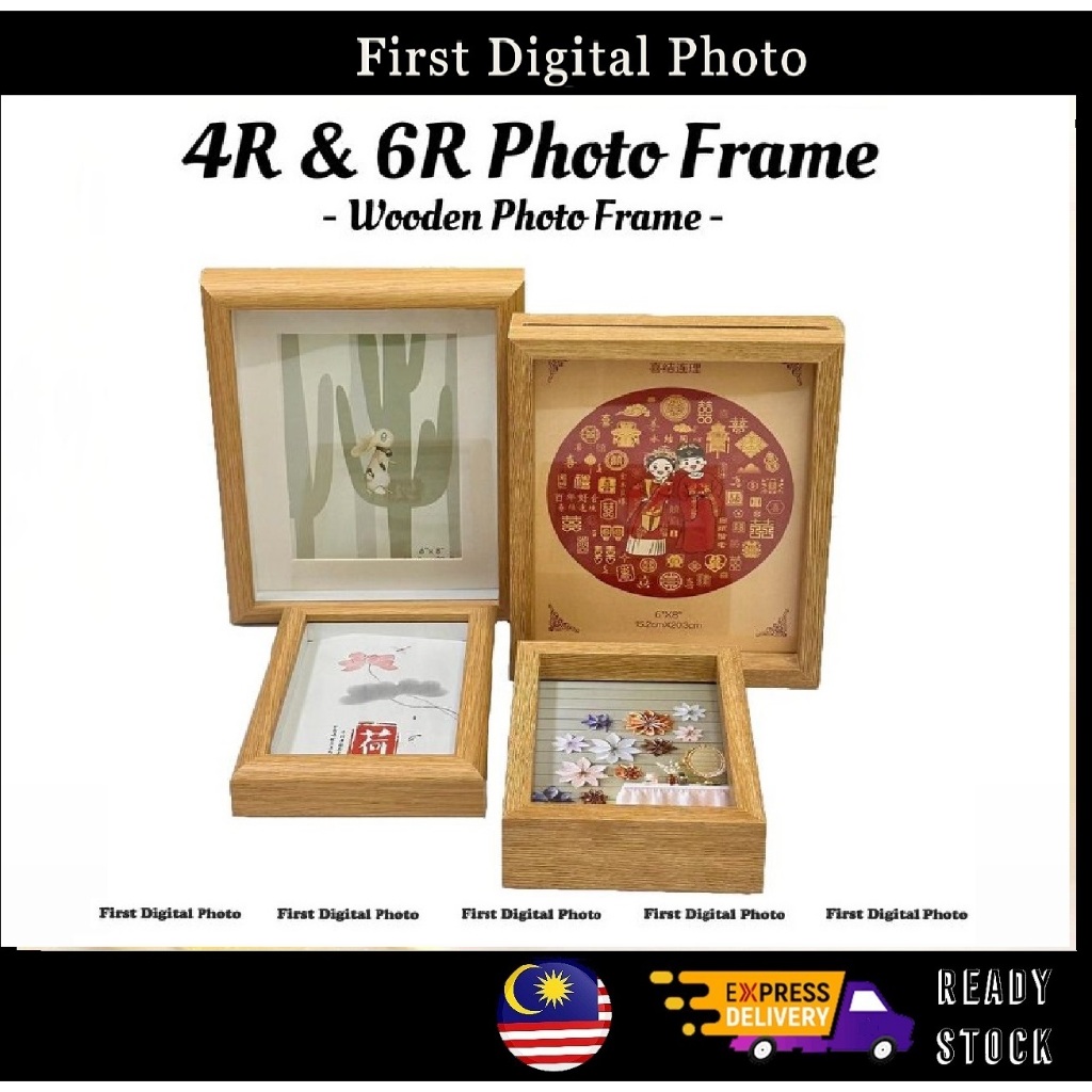 Wooden Photo Frame 4R 6R Bingkai Foto | Shopee Malaysia