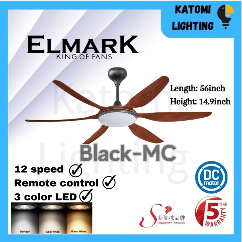 Elmark Ceiling Fan Optimus Prime 56 inch Remote Control (DC Motor) 6 Blade Ceiling Fan With 24W ...