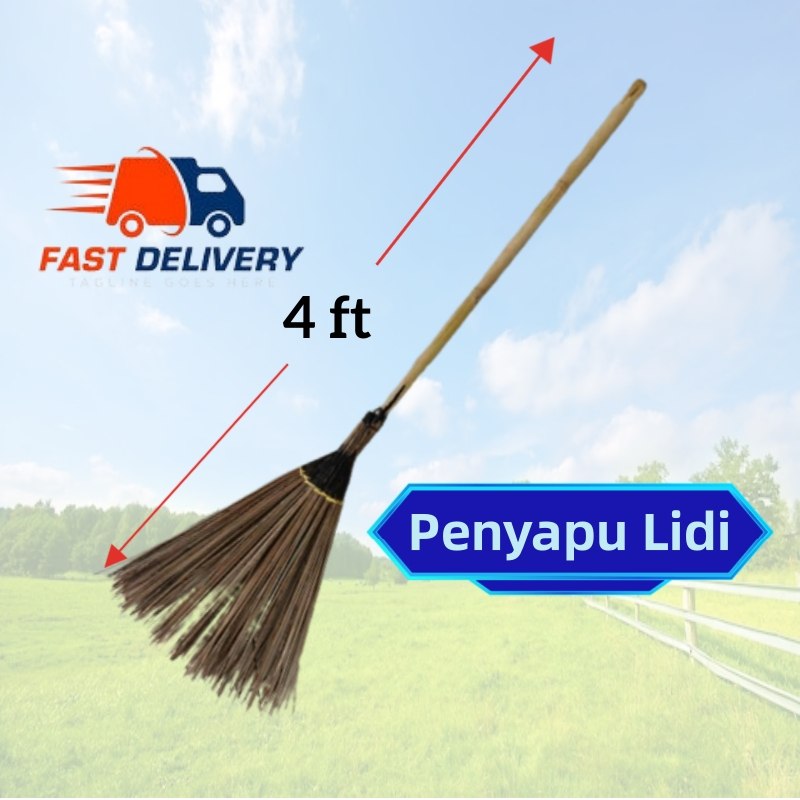Penyapu Lidi Bertangkai Berhulu Buluh/Coconut Leaf Broom With Bamboo ...