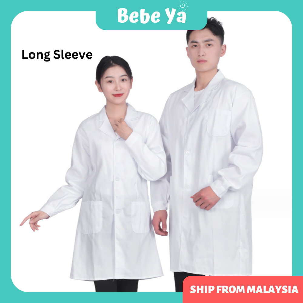 Doctor Lab Coat - Long Sleeve Student White Laboratory Coat Uniform ...