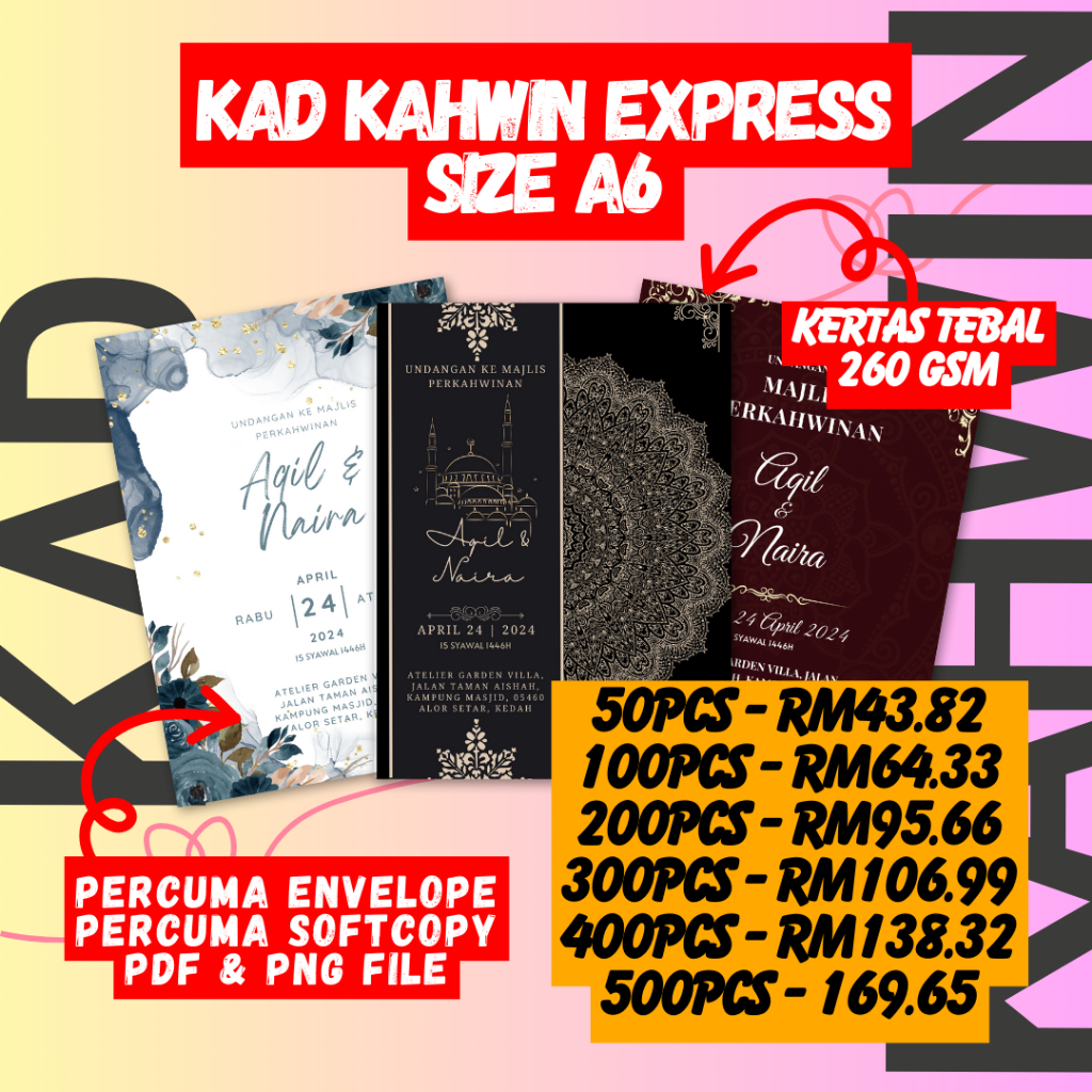 Kad Kahwin Express Vol. 5 | Kad Kahwin Murah | Kad Jemputan | Kad Tebal ...