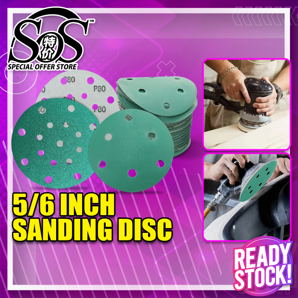 3/4/5/6 (120/150mm) Inch Sanding Disc 1pcs 6/17Holes Green Abrasive ...