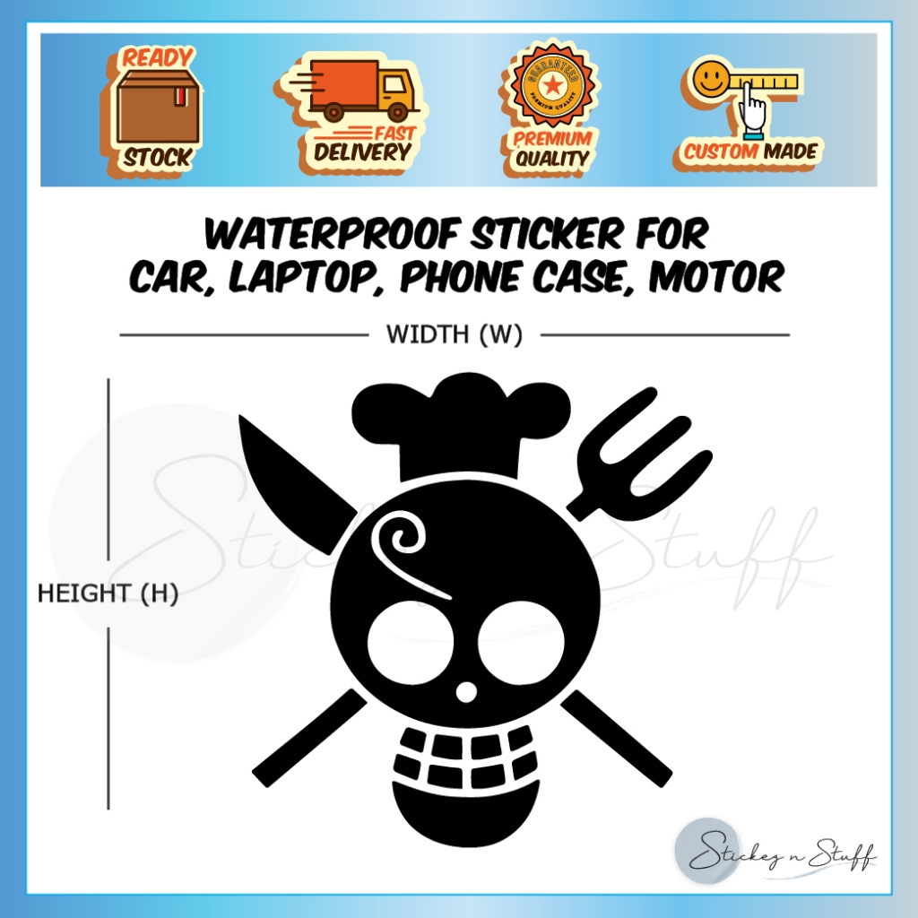 Sanji Pirate Skull One Piece Logo StickerCar Sticker Kereta Stiker ...