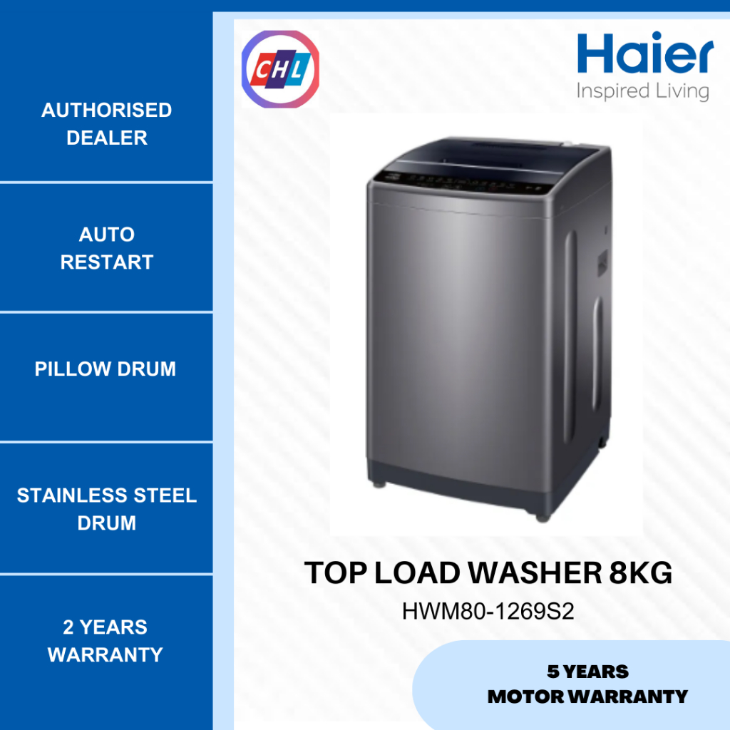HAIER [AUTHORISED DEALER] TOP LOAD WASHER 8KG HWM80-1269S2 - HAIER 2 ...