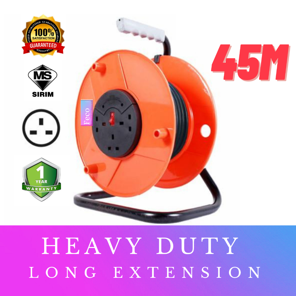 𝗦𝗨𝗣𝗘𝗥 𝗟𝗢𝗡𝗚 𝗛𝗘𝗔𝗩𝗬 𝗗𝗨𝗧𝗬 3Gang Round Extension Box Cable Reel Socket Sirim ...