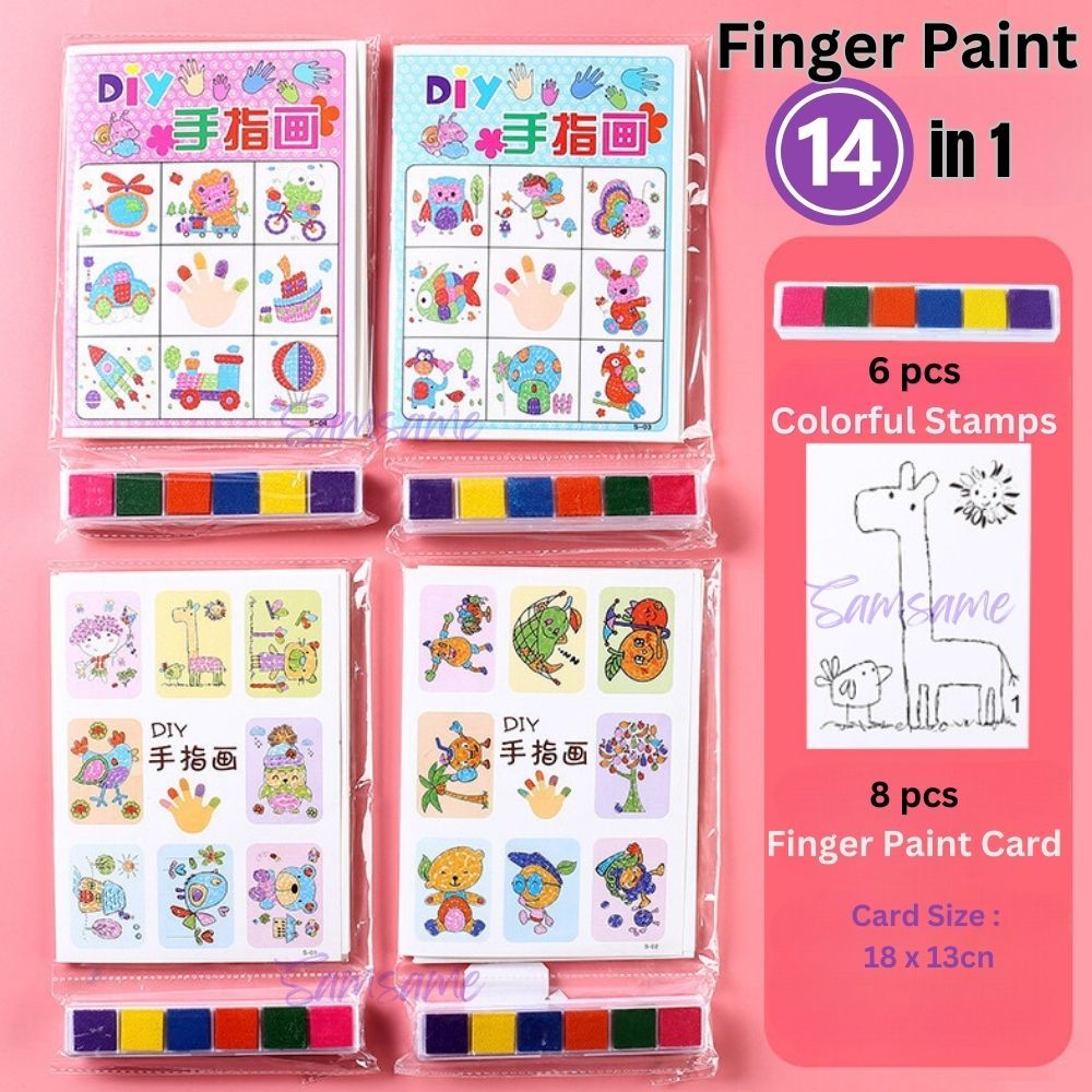 Finger Paint Art [Set of 14pcs] Stamp + Cards Kids Art Craft Early ...