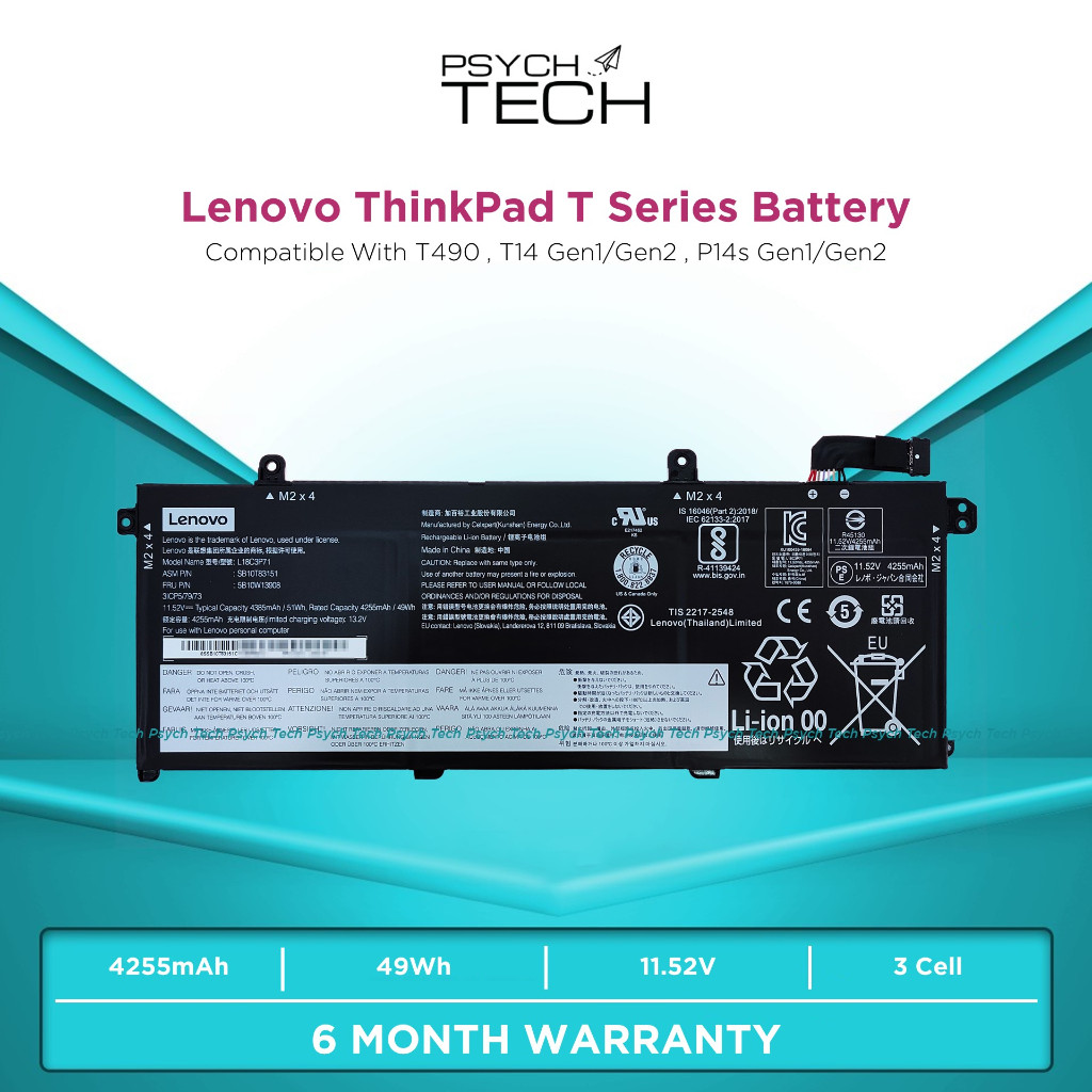 Lenovo ThinkPad T14 P14s Gen1 Gen2 T490 T495 Battery | Shopee Malaysia