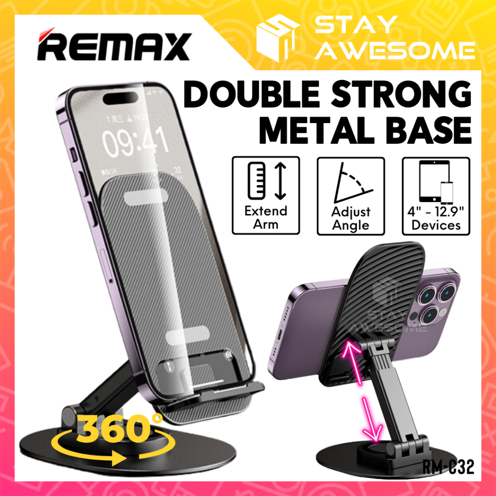 REMAX Adjustable Mobile Phone Holder Heavy Duty Metal Base Lazy Live ...