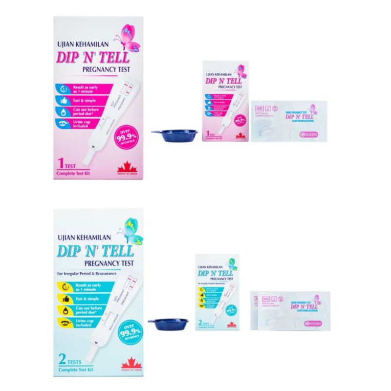 DIP N TELL PREGNANCY TEST (1 TEST / 2 TEST / MIDSTREAM 1 TEST) | Shopee ...