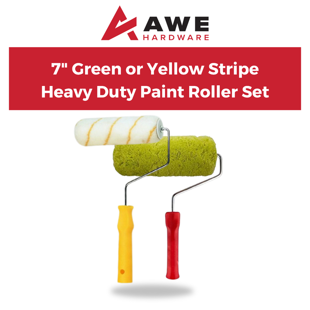Paint Roller Set 7 Inch Yellow Or Green Strip Heavy Duty Berus Cat ...