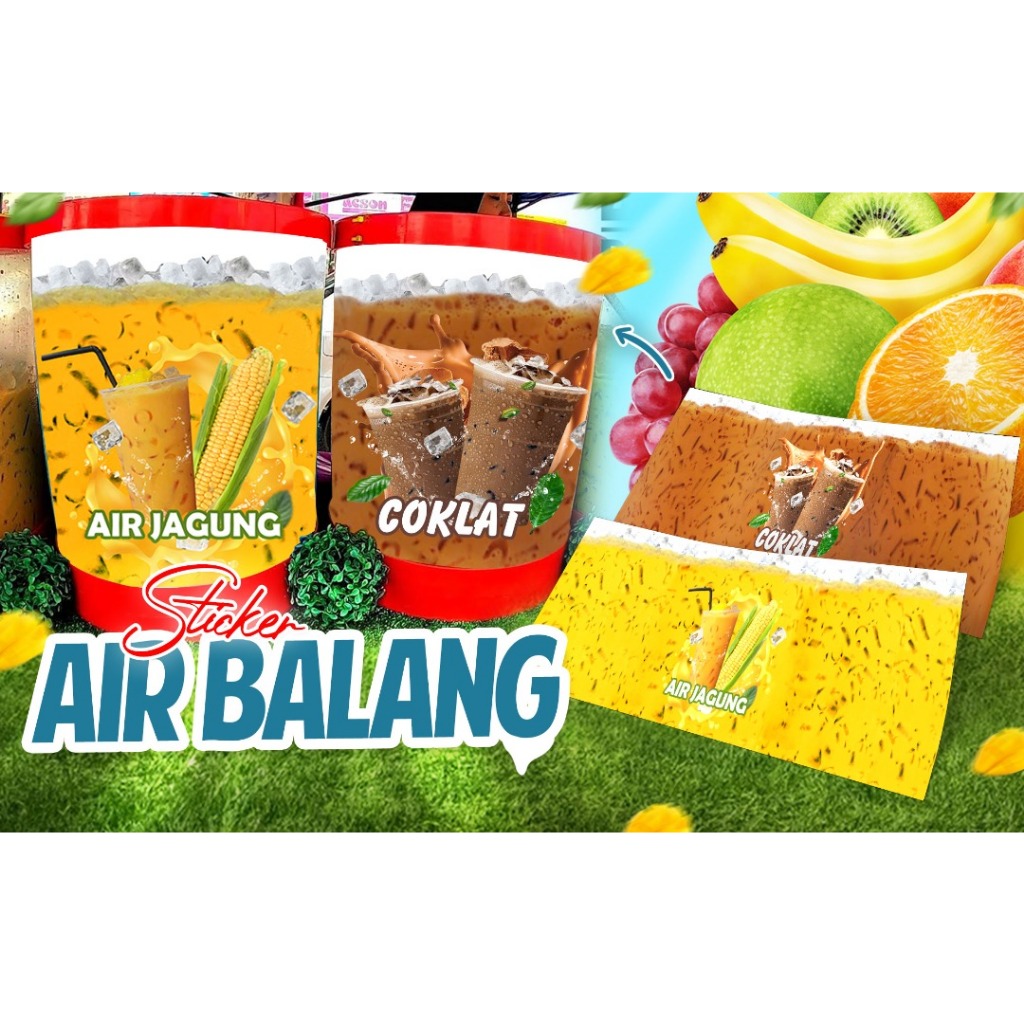 STICKER AIR BALANG PELBAGAI PERISA SIRAPSELASIH/SODA LEMON/STRAWBERI ...