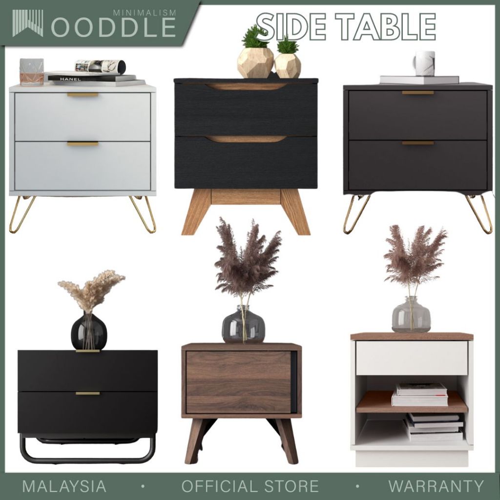 Wooddle Side Table Bedroom Side Drawer Bedside Table Meja Sisi Meja ...