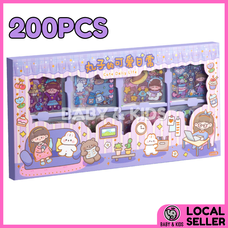 READY!! 200 PCS Stickers Set Cute Girl Cartoon Pattern Hand Account ...