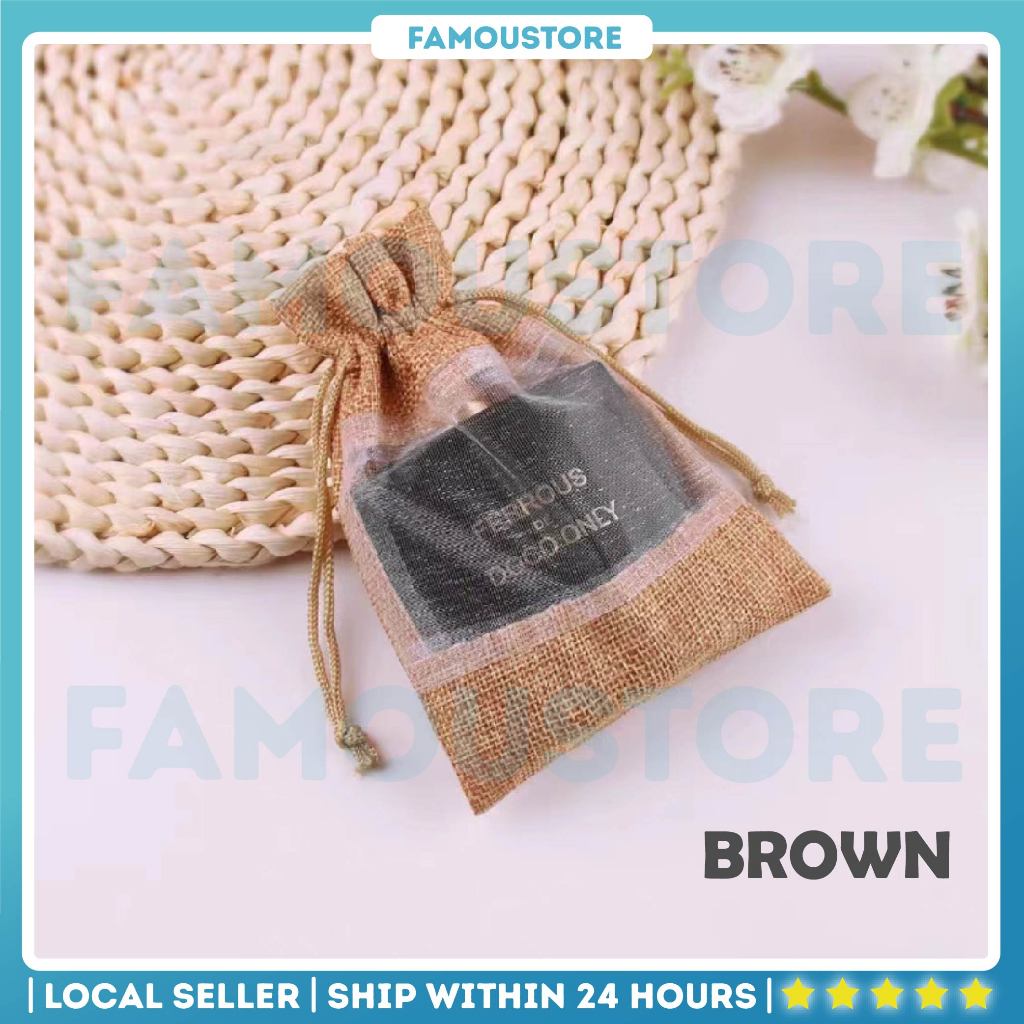 Window Cute Drawstring Bag Pouch Bag Jute Bag Jewellery Bag Linen ...