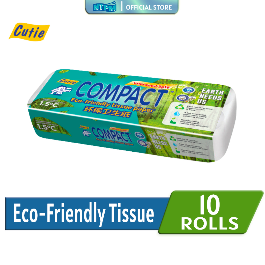 Cutie Compact Eco-Friendly Toilet Rolls (10's) | Shopee Malaysia