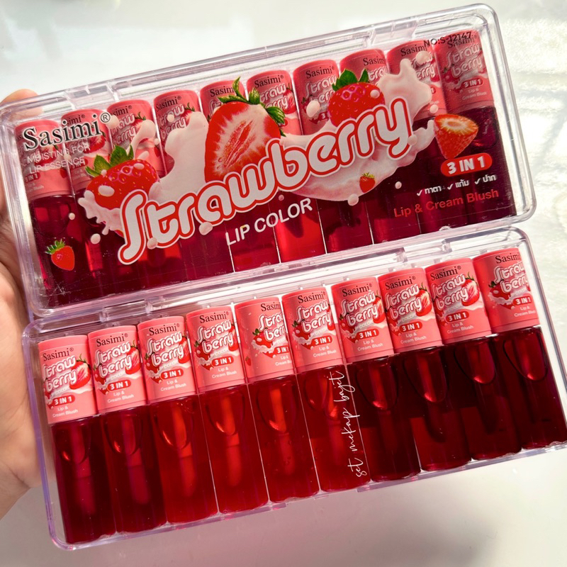 STRAWBERRY LIP COLOR LIPTINT 🍓 HARGA 10 PIECES🍓🍓 LIP & CREAM BLUSH 🍓 ...