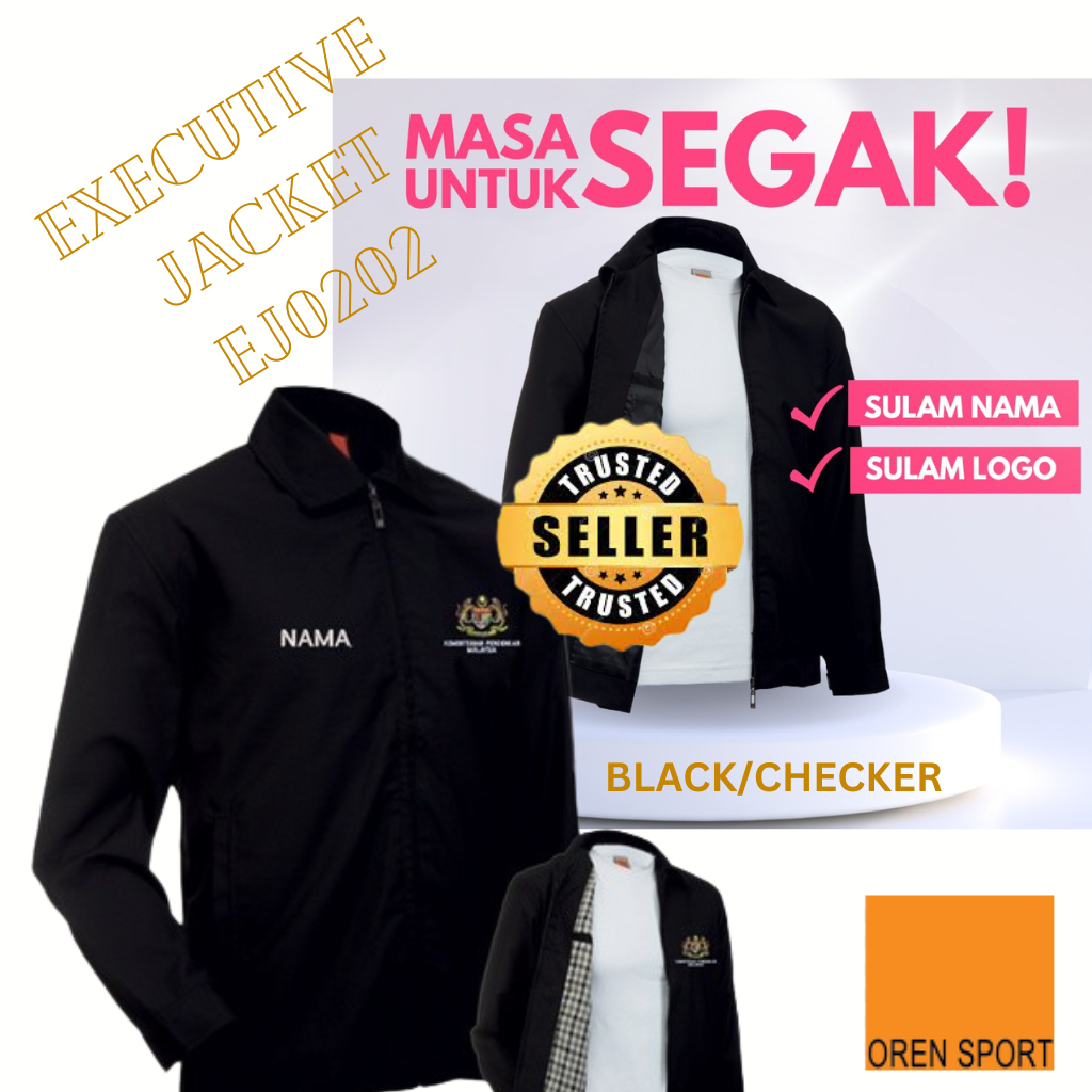 OREN SPORT Executive Jacket (BLACK/CHECKER)| Coats Custom Embroidery ...