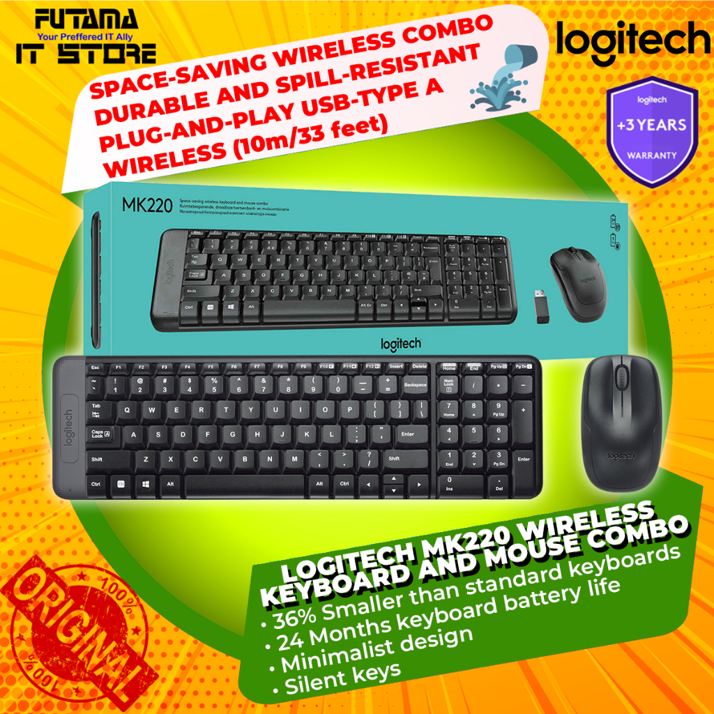 Logitech MK220 Wireless Keyboard & Mouse Combo with Advanced 2.4 GHz ...