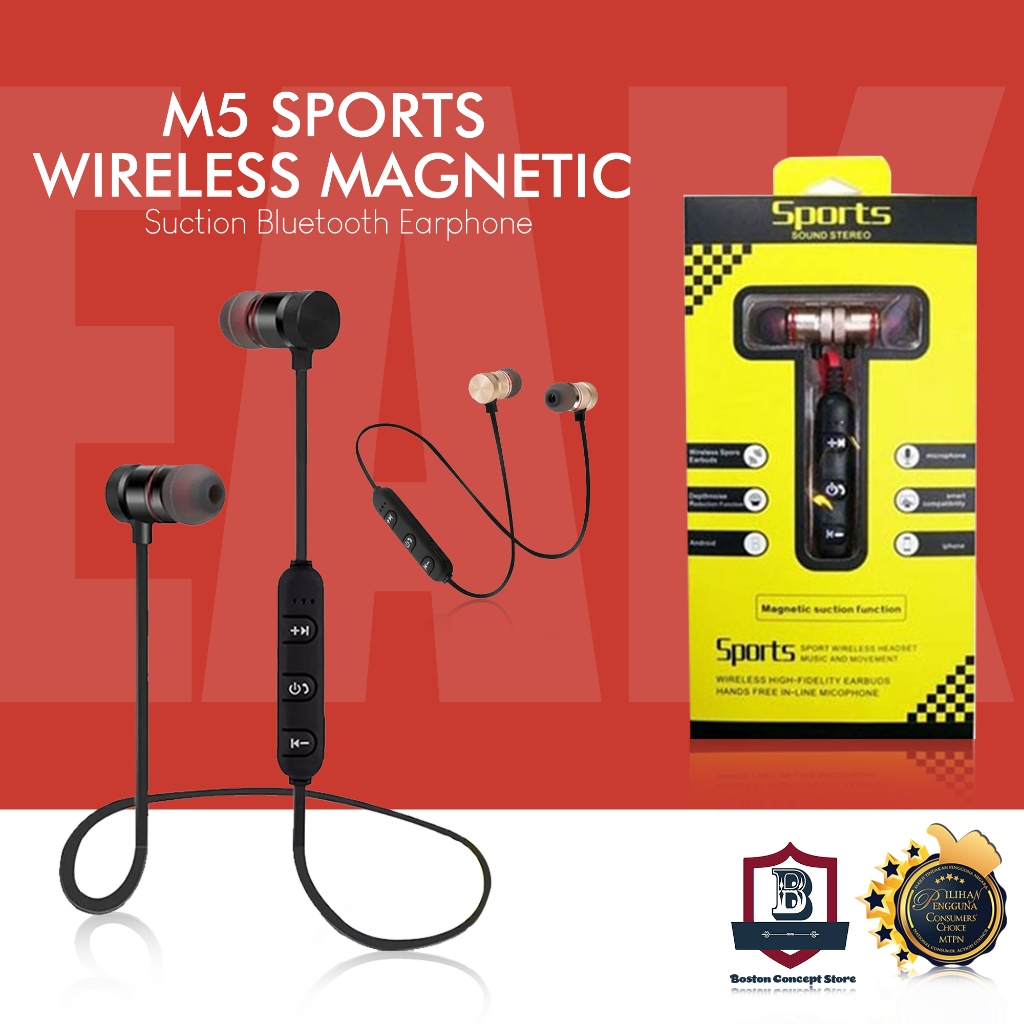 M5 Sports Wireless Magnetic Suction Bluetooth Earphone | Shopee Malaysia