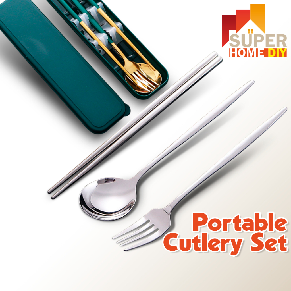 [Clearance] Stainless Steel Cutlery Set Spoon Fork Chopstick Utensil ...