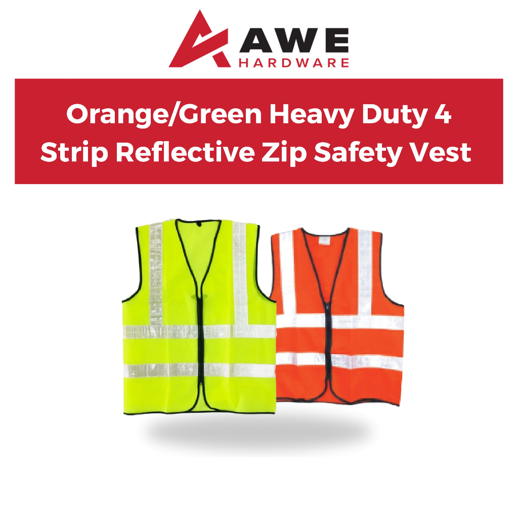 AWE PPE Safety Vest Reflective With Zip Construction Traffic Security ...