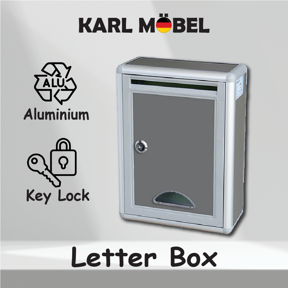 Letter Box Home Mailbox Aluminium+Fiberboard Waterproof Box Key Mailbox ...