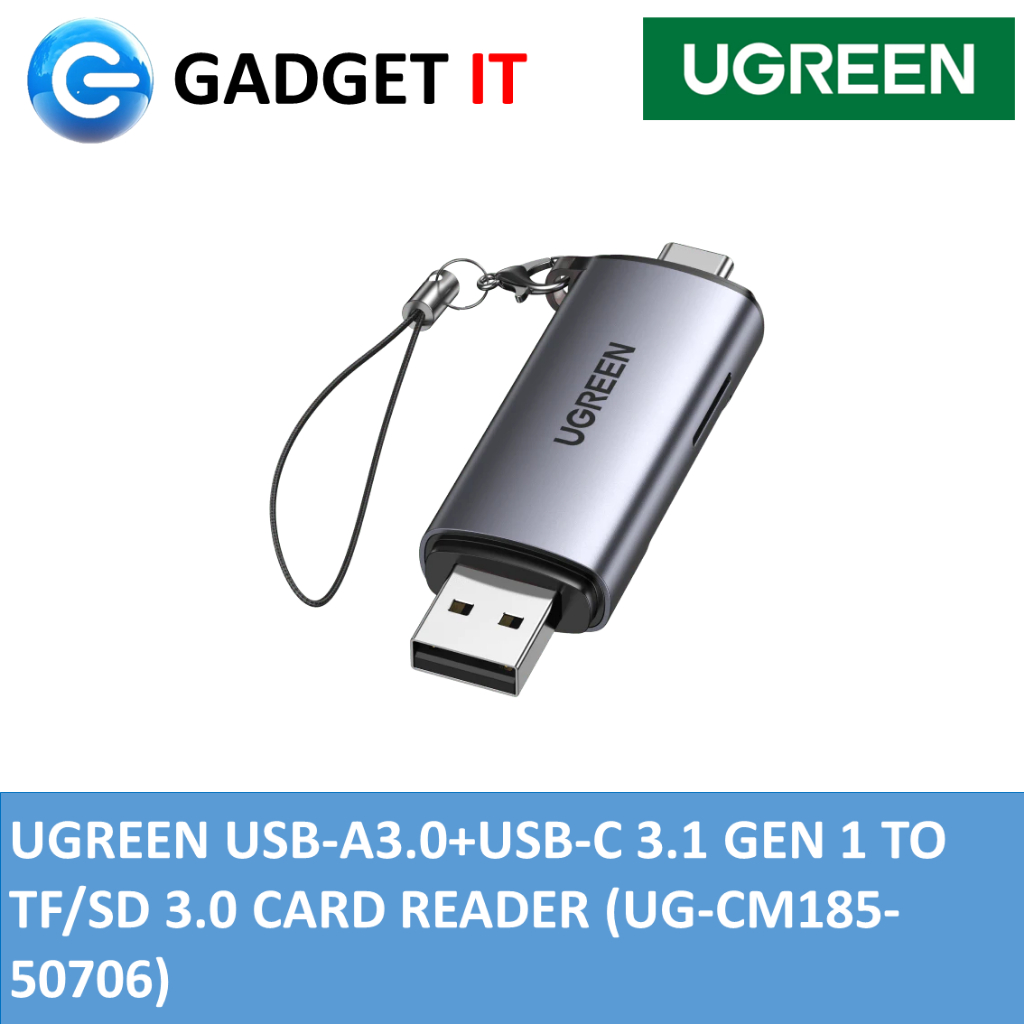 UGREEN USB-A3.0+USB-C 3.1 GEN 1 TO TF/SD 3.0 CARD READER (UG-CM185-50706) | Shopee Malaysia