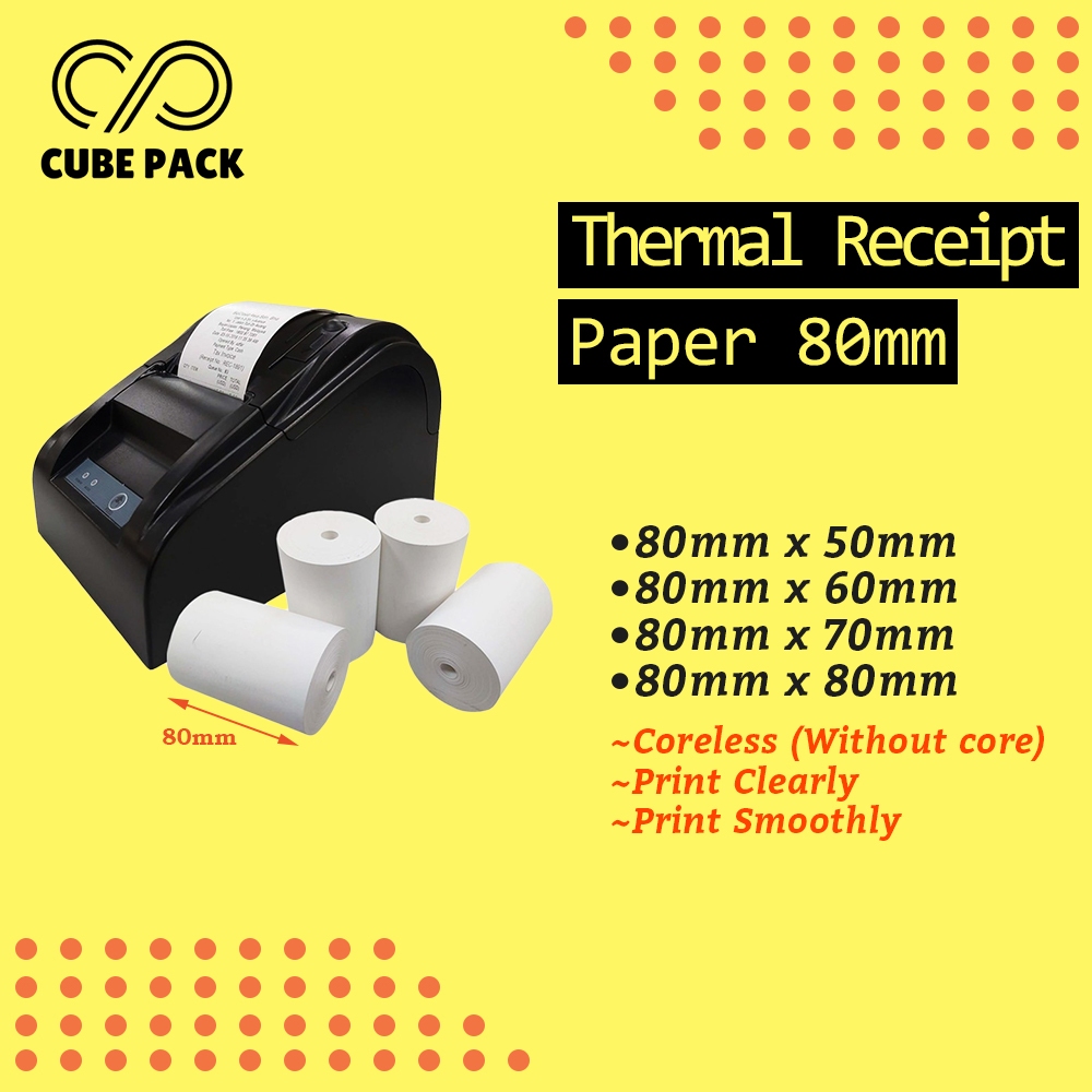 80mm Thermal Paper Coreless Thermal Receipt Paper Roll POS Receipt ...