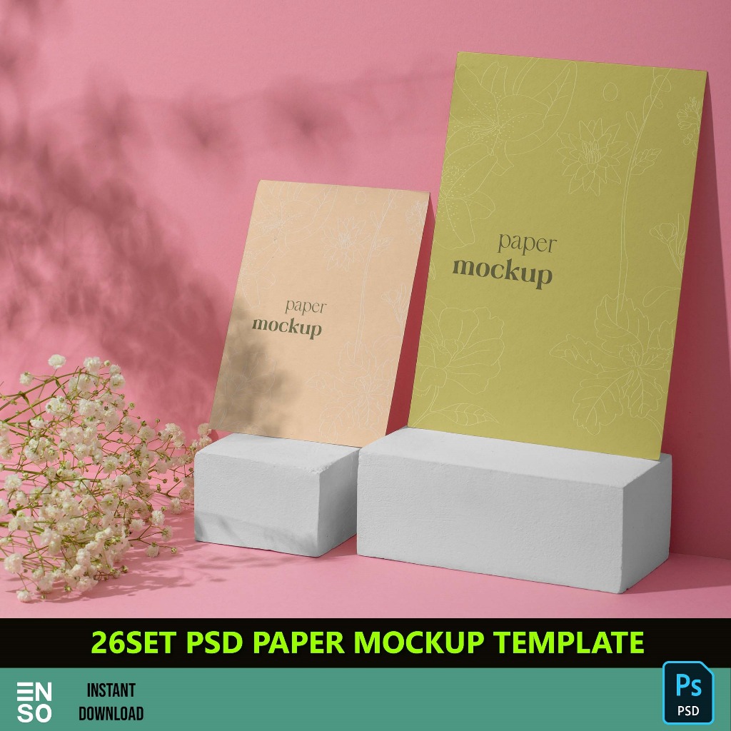 26-Set PSD Paper Mockup Design Template | Editable Mockup Design ...