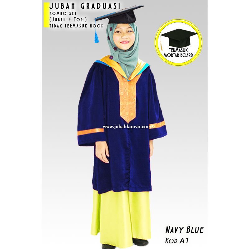 JUBAH KONVO GRADUASI HALF SONGKET BIRU (SEKOLAH MENENGAH) | Shopee Malaysia