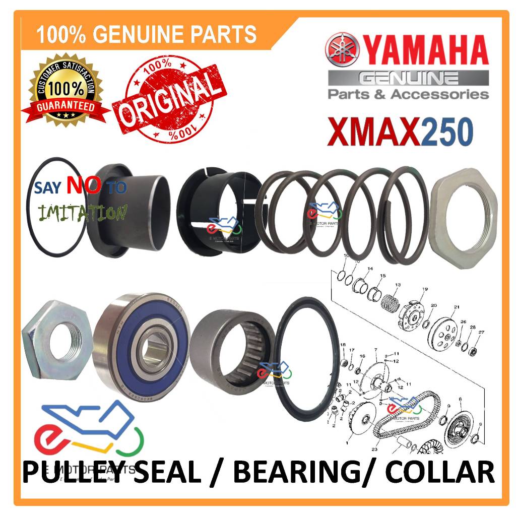 XMAX PULLEY REAR PULLEY SEAL BEARING COLLAR PIN GUIDE XMAX250 SECONDARY SHEAVE JOURNAL NUT 100% ...