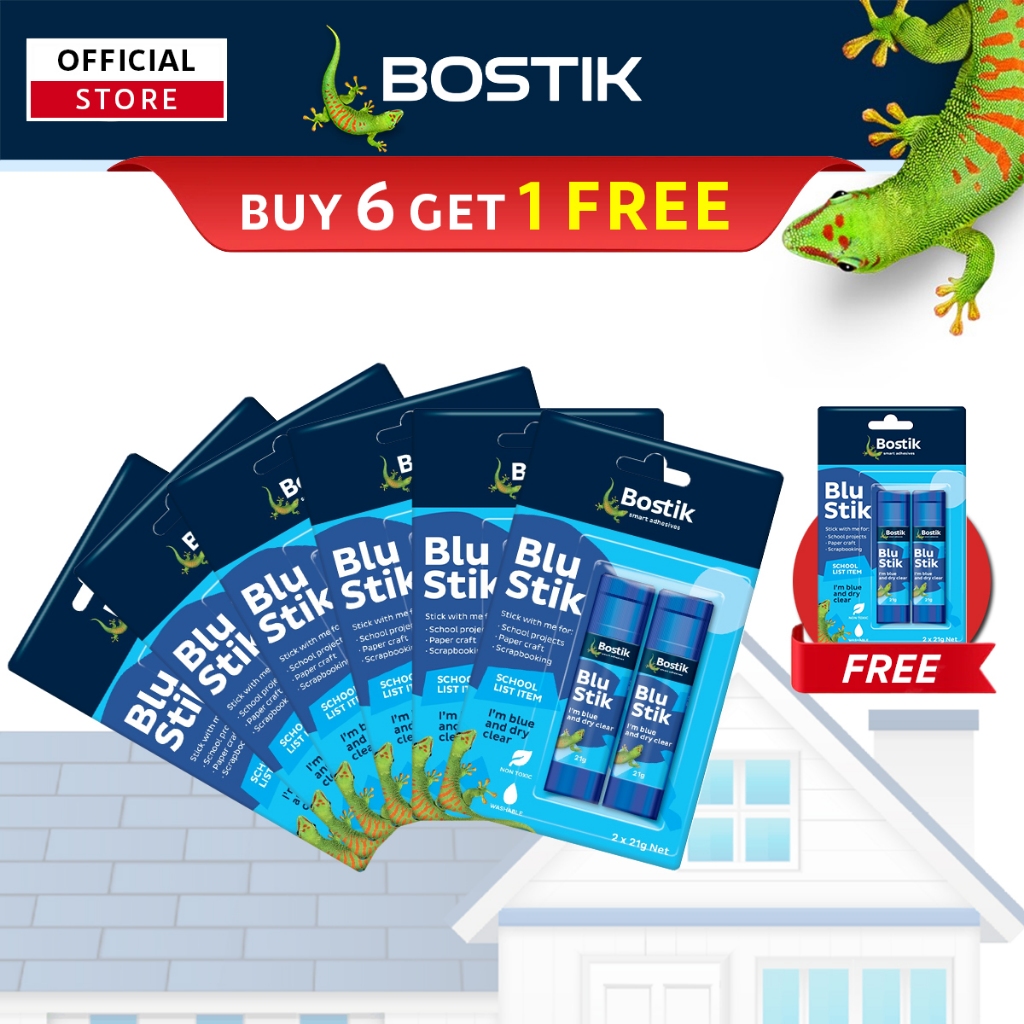 [BUY 6 GET 1 FREE] Bostik Blu Stik General Solid Stick 21g x 2 (Blue ...