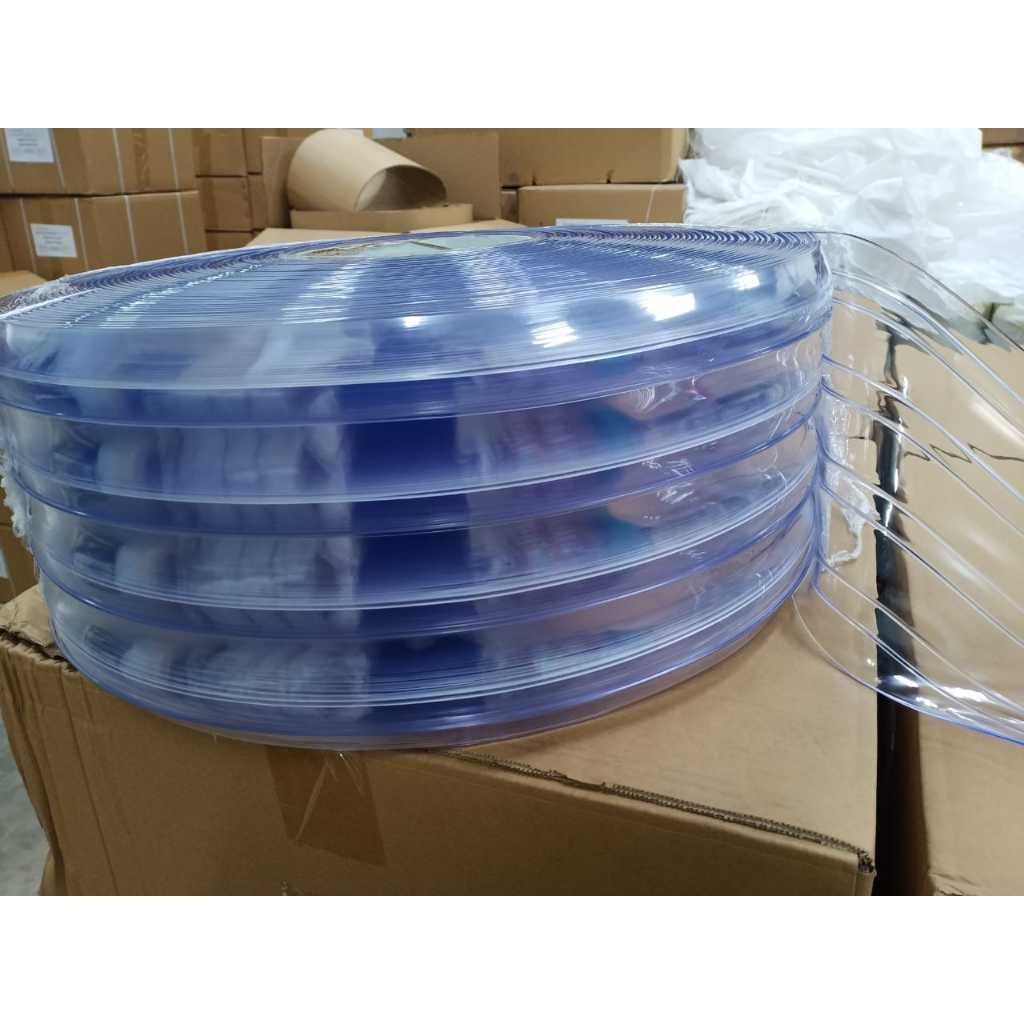 PVC Curtain Strip Ribbed Freezer Room Clear Blue Door Curtain Plastic ...