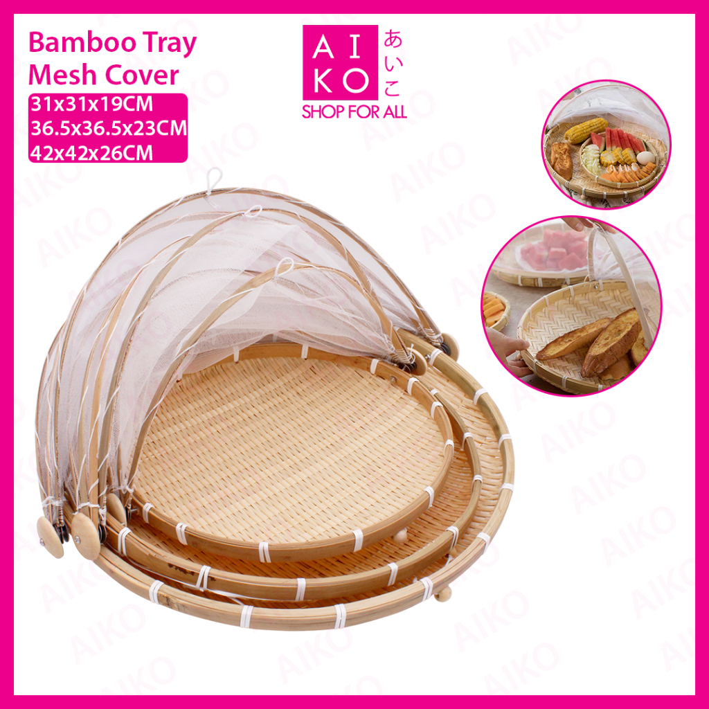 (AIKO)FOOD COVER BAMBOO BASKET / HAND - WOVEN BAMBOO TENG BASKET TRAY ...