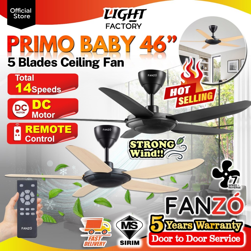 🔥NEW ARRIVAL🔥 FANZÓ PRIMO BABY 46" 5 Blades DC Motor Ceiling Fan with 7 ...