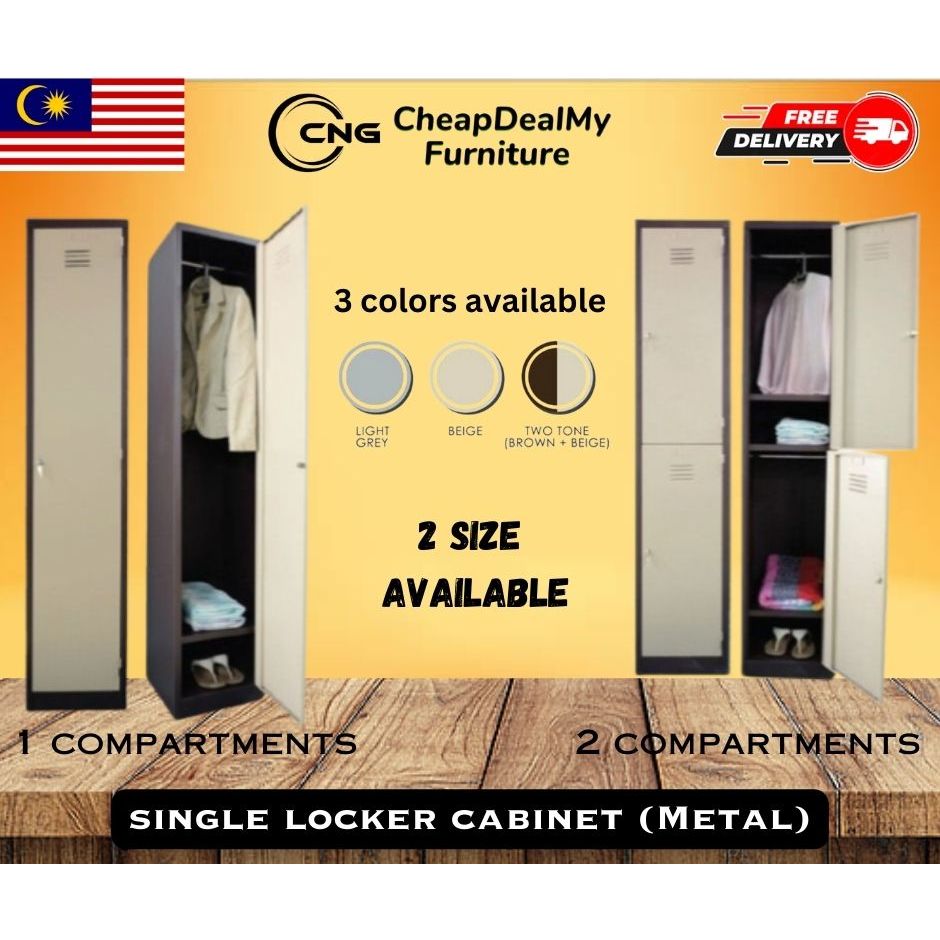 CheapDeal 1 & 2 compartmens single locker (Metal) /locker cabinet besi ...