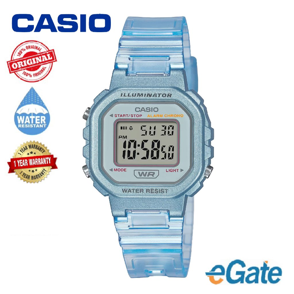 [100% Original] 1YearWarranty Casio General LA-20WHS-2A Digital Translucent Resin Band Kids ...