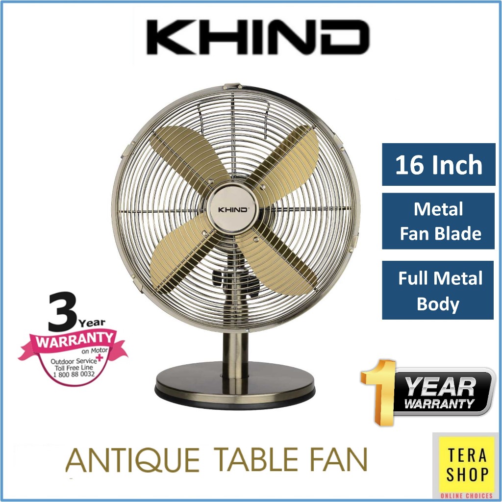 Khind TF121A 12 Inch TF161A 16 Inch Full Metal Antique Table Fan Kipas ...