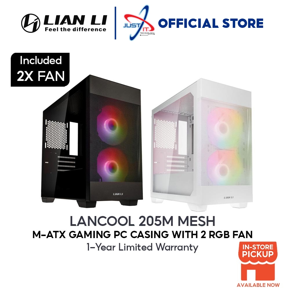 Lian Li Lancool 205M Mesh MATX Gaming Case - Black/White | Shopee Malaysia