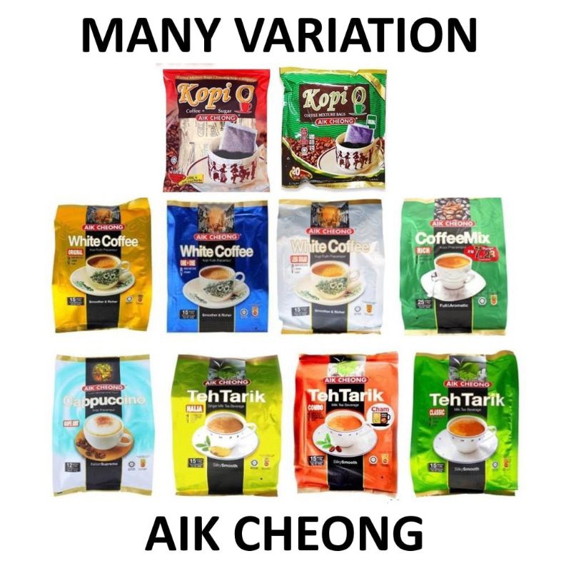 All types AIK CHEONG 3 in 1 White Coffee Powder Drink 12 sachet EXP2025 ...