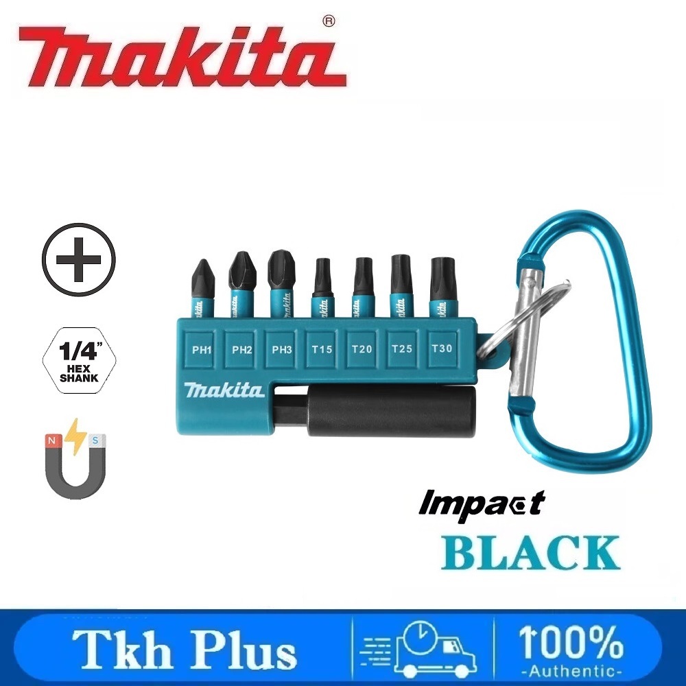 MAKITA E-14227 8pcs Impact Screw Bit & Magnetic Bit Holder W/Key Chain ...