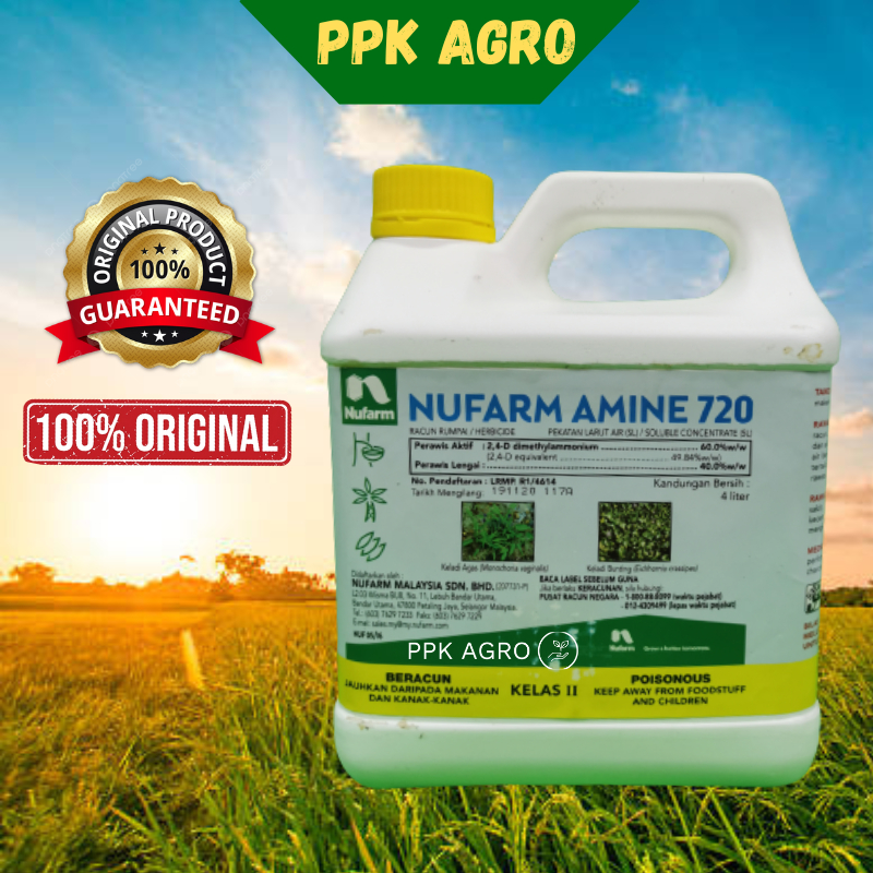 4L Nufarm Amine 720 /Racun Rumput Herbicide/Amine 60/Keladi Agas/Menderong/Paku Rawan/Sesuai ...
