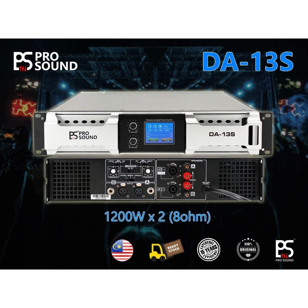 PS Pro Sound DA-13S Professional 2 channel Power Amplifier (2x1200W) 8ohm Power Amplifier Stage ...