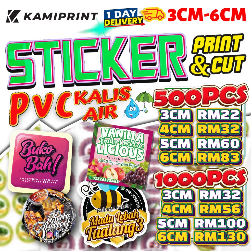 [ 500 & 1000 PCS ] PVC STICKER PRODUCT / STICKER LABEL MURAH [ KALIS ...