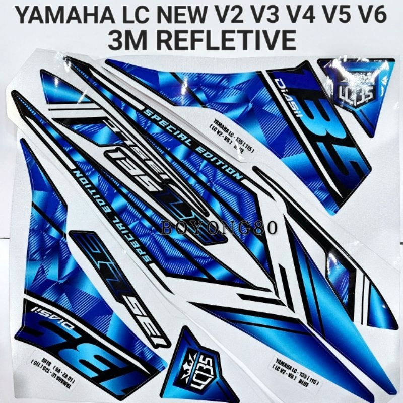 YAMAHA LC135 NEW V2 V3 V4 V5 V6 V7 REFLETIVE BODY STICKER 3M PATULAN CAHAYA | Shopee Malaysia
