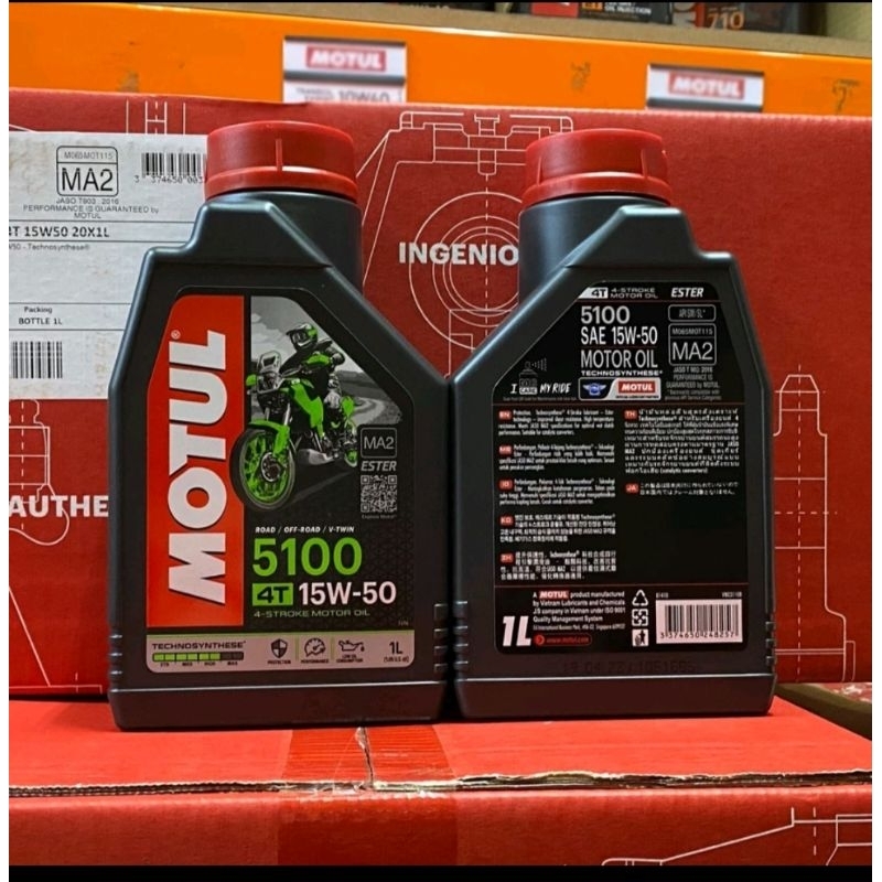 💯 MOTUL 5100 4T 15W50 ENGINE LUBRICANT TECHNOSYNTHESE OIL MINYAK 1L 15w ...