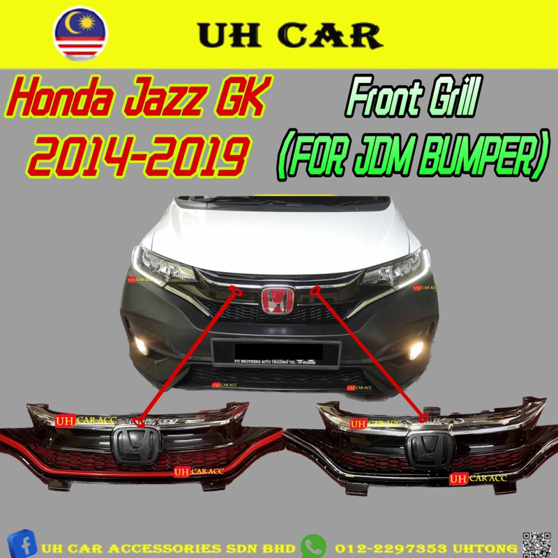 (RS JDM BUMPER GRILL) Honda Jazz Gk 2014-2019 Rs Bumper Jdm Front Grill Grille | Shopee Malaysia