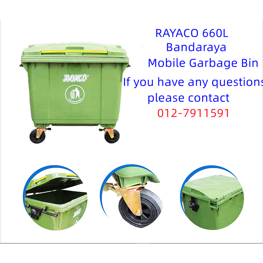 660L/1100L Mobile Dustbin Rubbish Garbage Dust Bin Outdoor Waste Trash ...